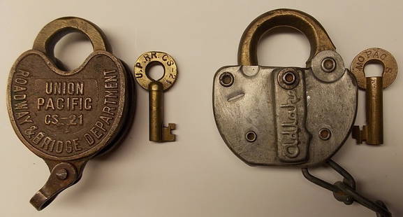 Union Pacific Railroad Brass "tool Rack" Cast Lock By Adlake With Key