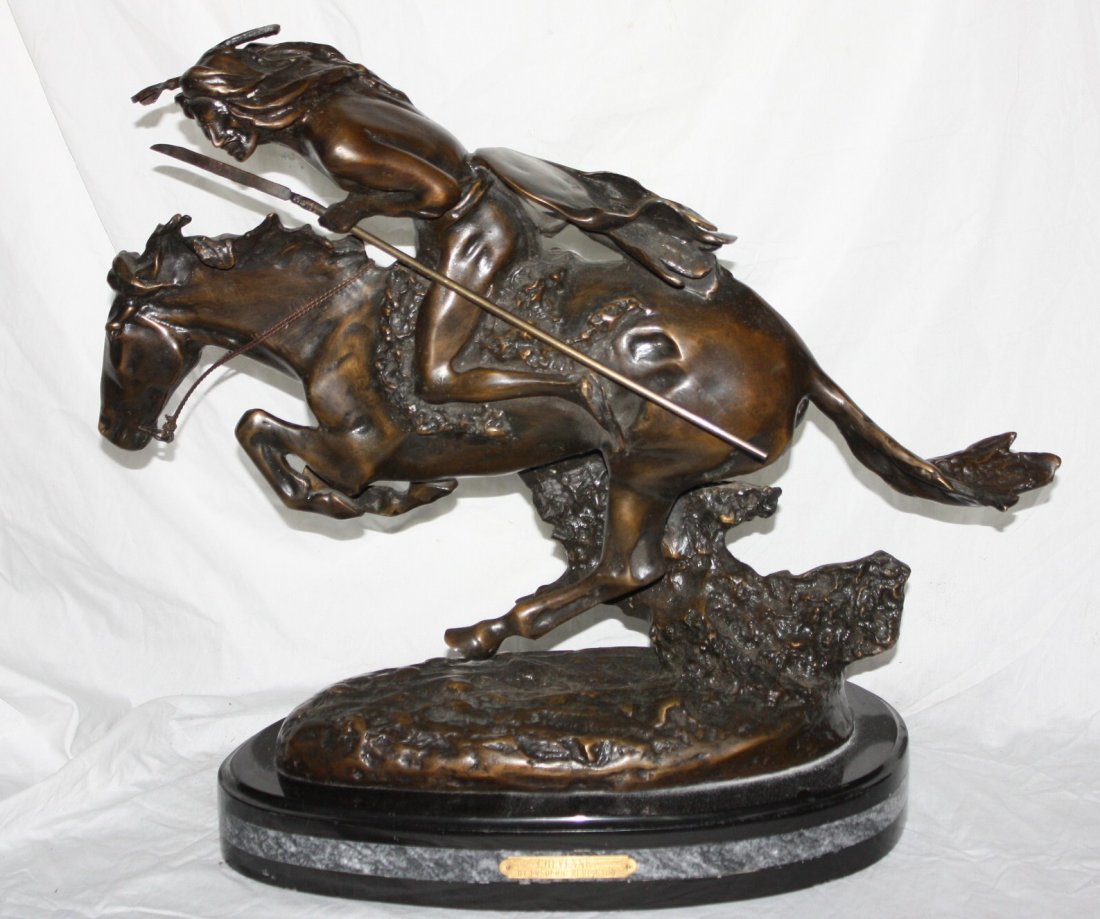 Bronze Frederick Remington "cheyenne" Large Sculpture