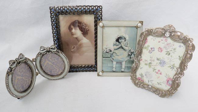 An Ornate Contemporary Photo Frame With Gilt And Blue E