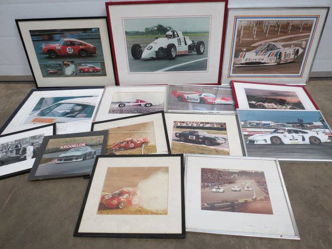 Fourteen Various Framed Colour Photographs Of Motor Rac