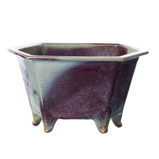 Chinese Flambe Ceramic Hexagon Flower Pot