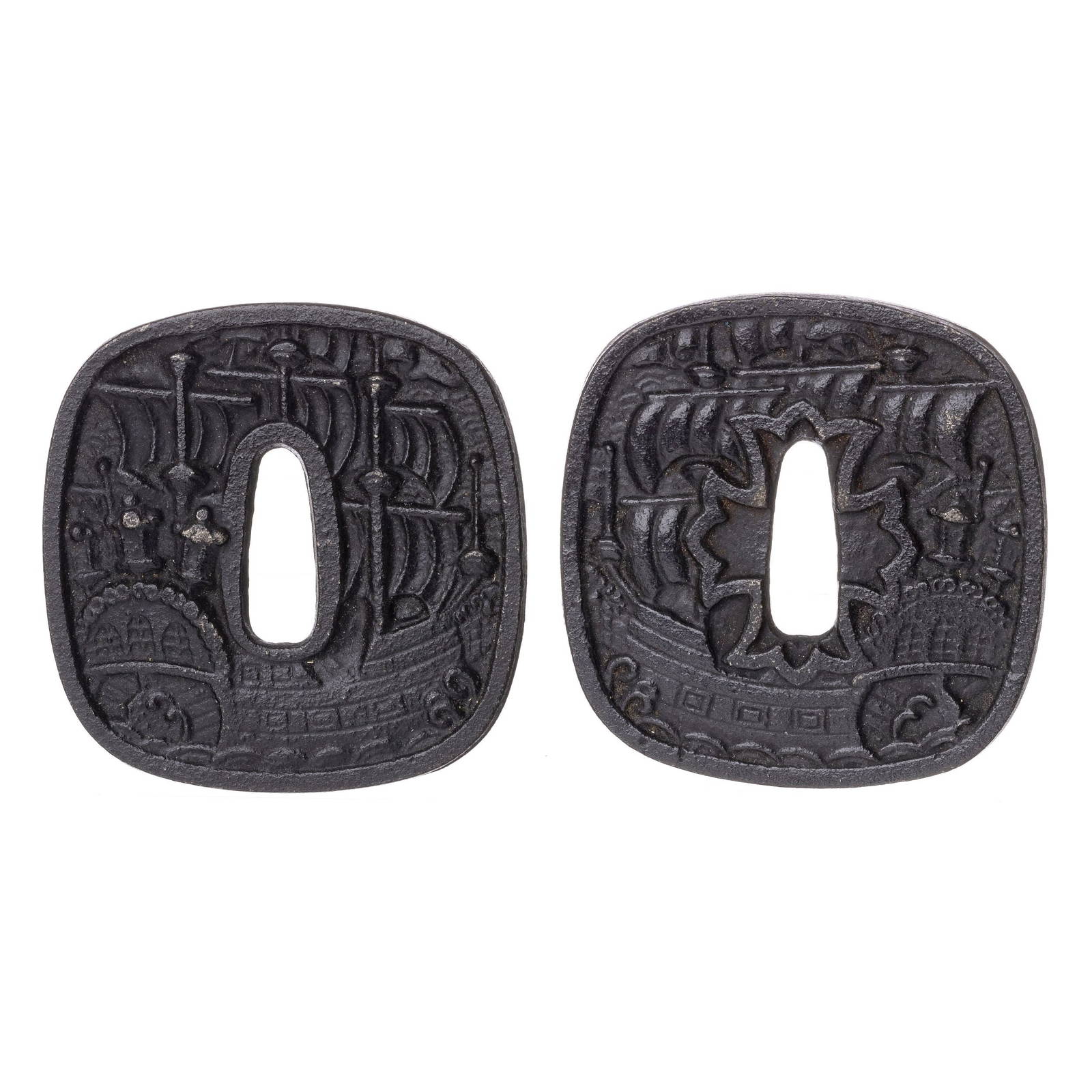 Namban Tsuba With Foreign Ship, Kurofune Auction