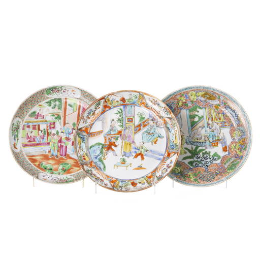 Three Chinese Porcelain Mandarin Plates, Minguo
