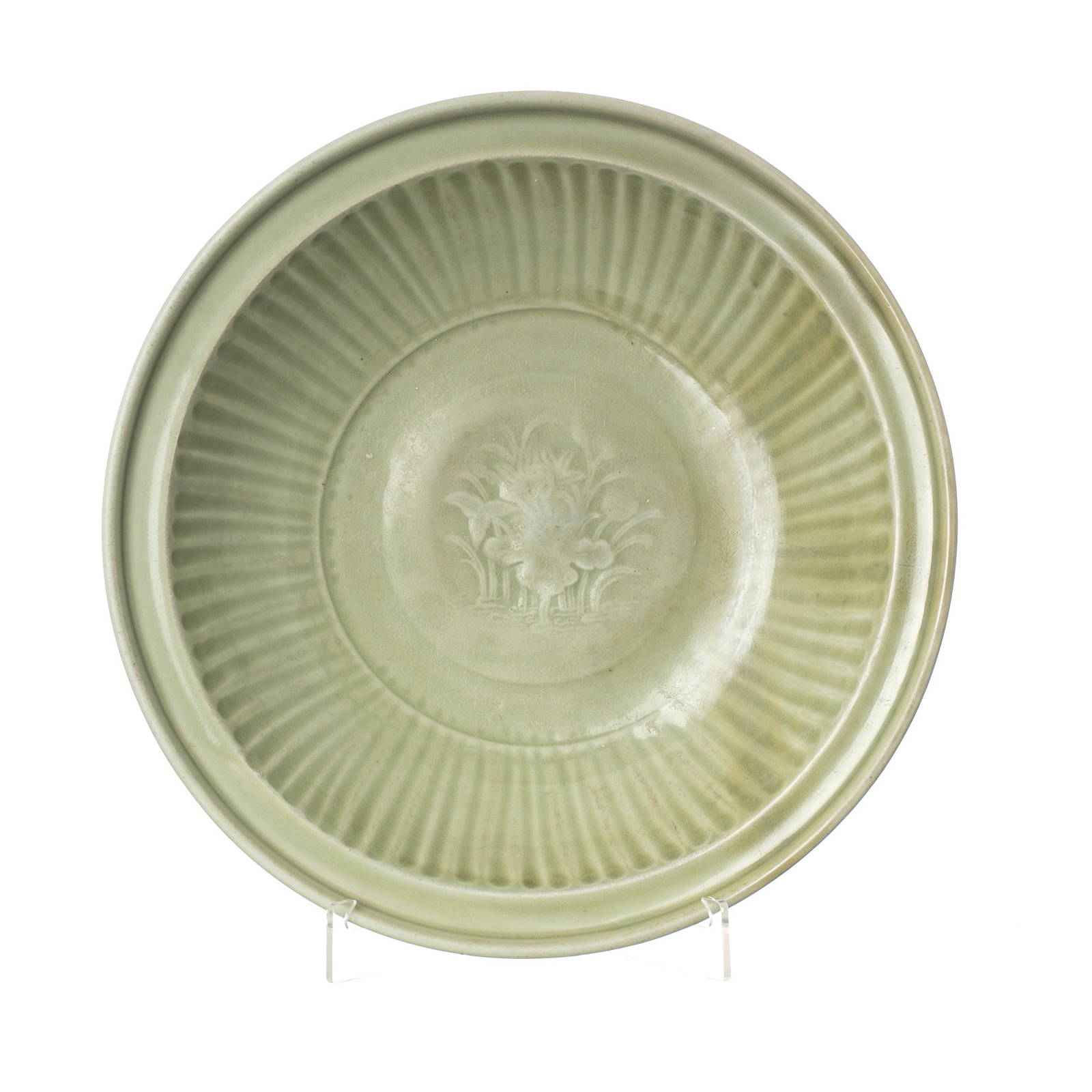 Large Longquan Celadon Floral Charger, Song Auction