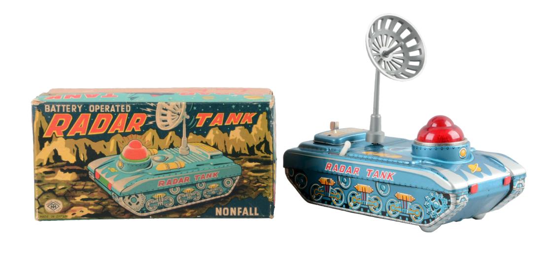 Japanese Tin Litho Battery Operated Radar Tank.