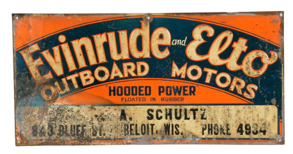 Evinrude And Elto Outboard Motors Wood Framed Tin