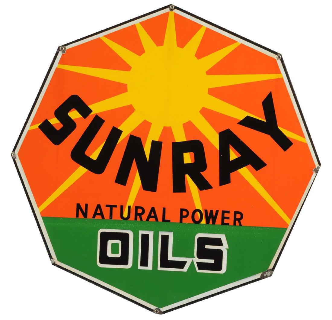 DX Sunray Oils Porcelain Curb Sign.