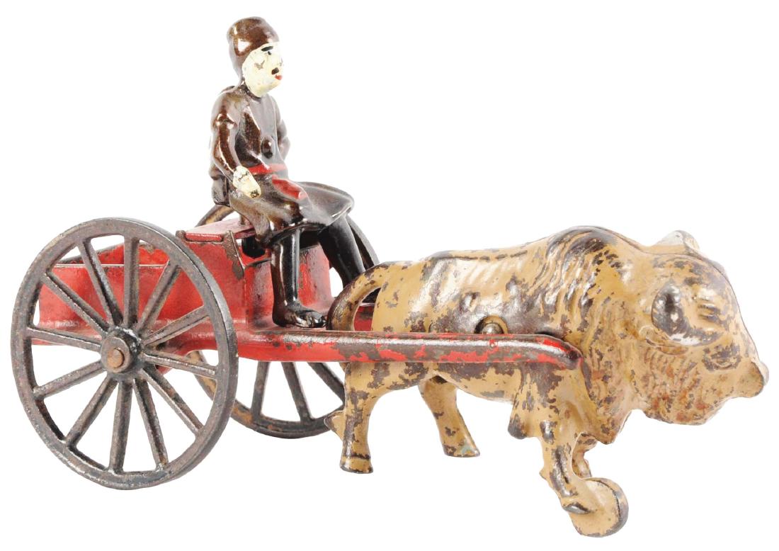 Kenton Cast Iron Buffalo Pulling Cart.