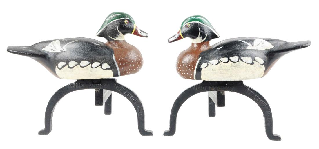 Cast Iron Wood Duck Andirons. - Sep 16, 2017 | Dan Morphy Auctions in PA