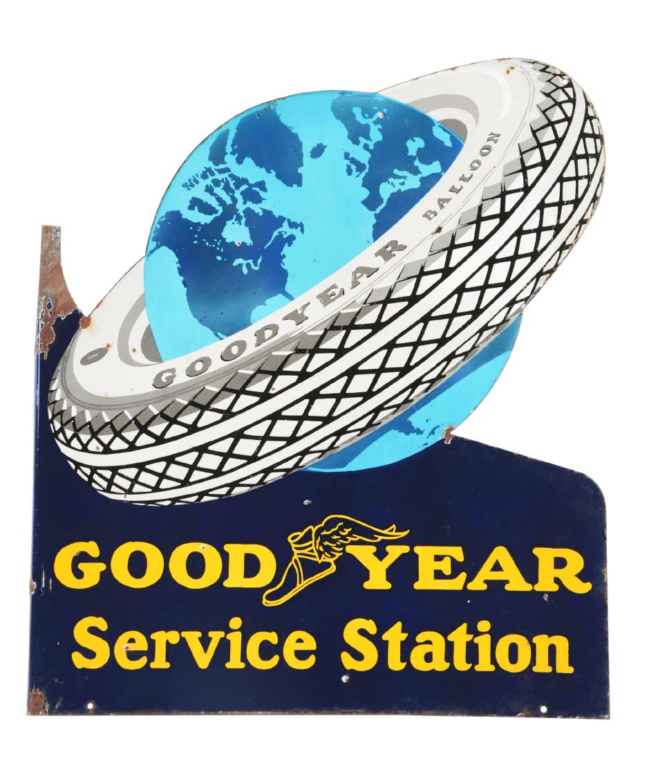 Goodyear Service Station Porcelain Flange Sign.