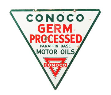 Nos Conoco Germ Processed Dsp Curb Sign & Original Crate 9.25