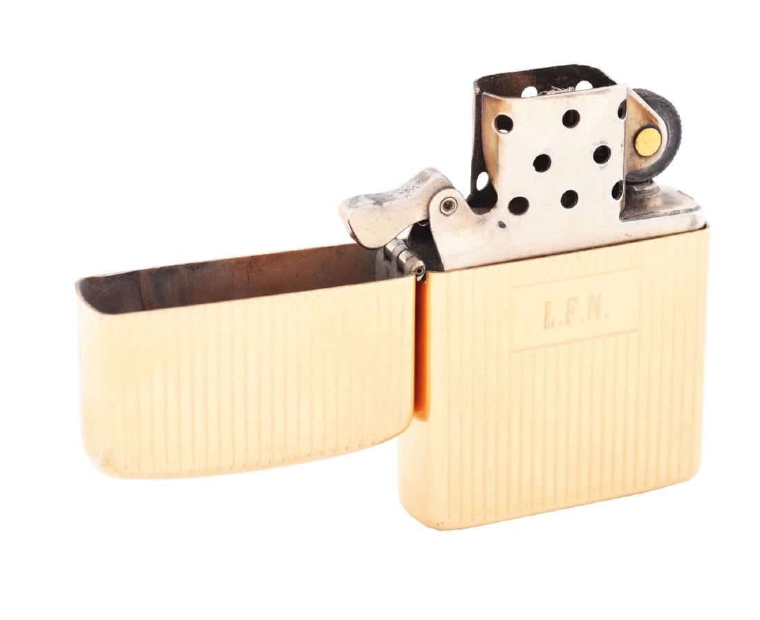 14K Yellow Gold Zippo Lighter w/ Case.