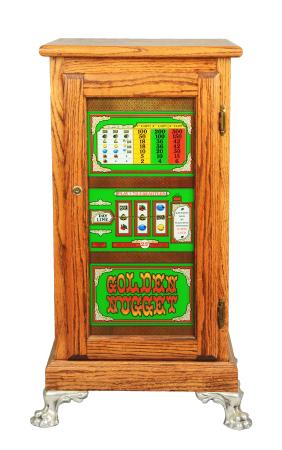 Cherry Finish Wood Slot Machine Stand/Cabinet