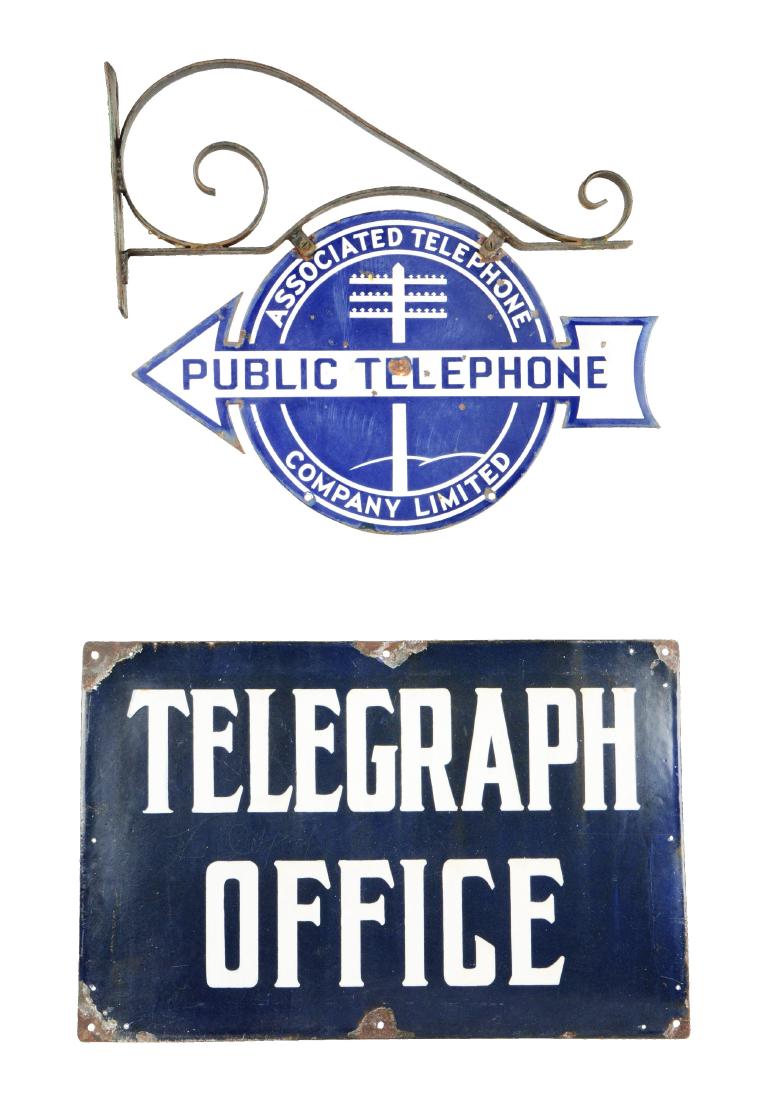 Lot Of 2: Telephone And Telegraph Signs.