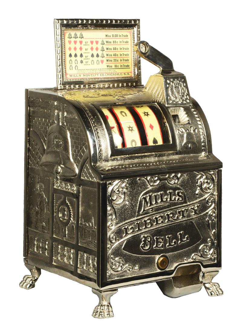 **Reproduction 5¢ Mills Liberty Bell Slot Machine.