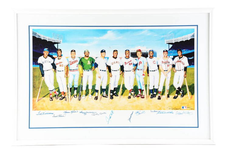 Ron Lewis 500 Home Run Club Signed Lithograph.