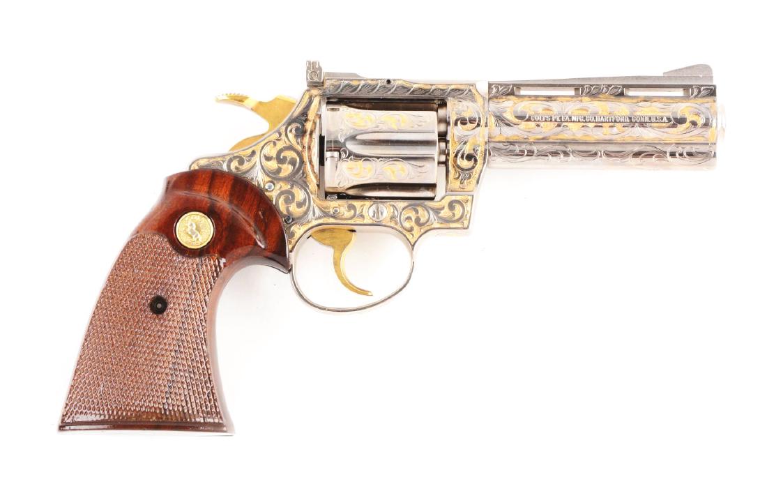 (M) Engraved Nickel .38 Caliber Colt Diamondback