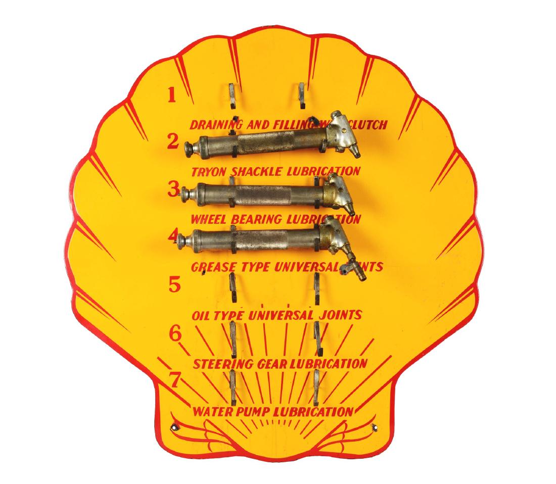 Very Rare Shell Lubrication Porcelain Rack Sign w/