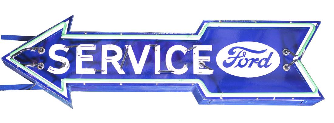 Complete Ford Service Arrow Porcelain Neon Sign.