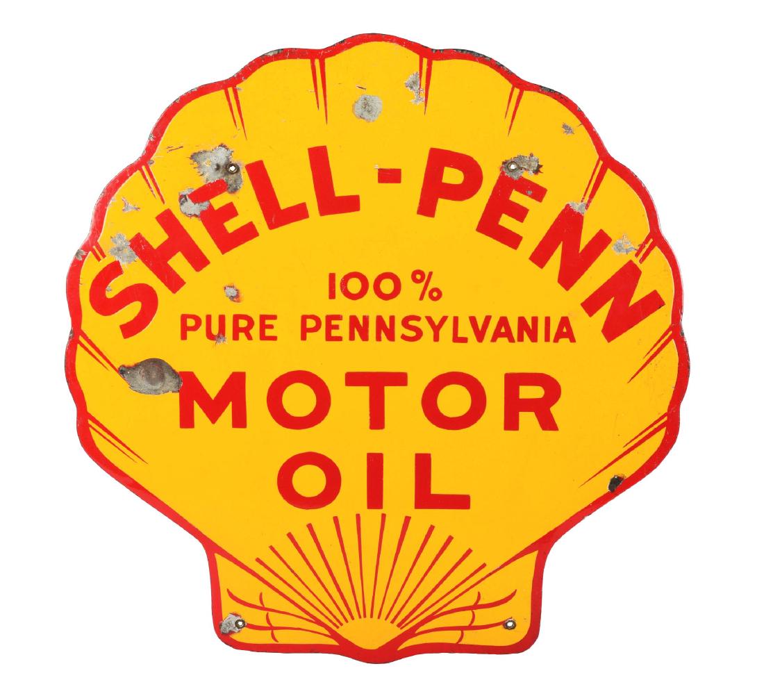 Shell Penn Motor Oil Porcelain Oil Rack Sign.