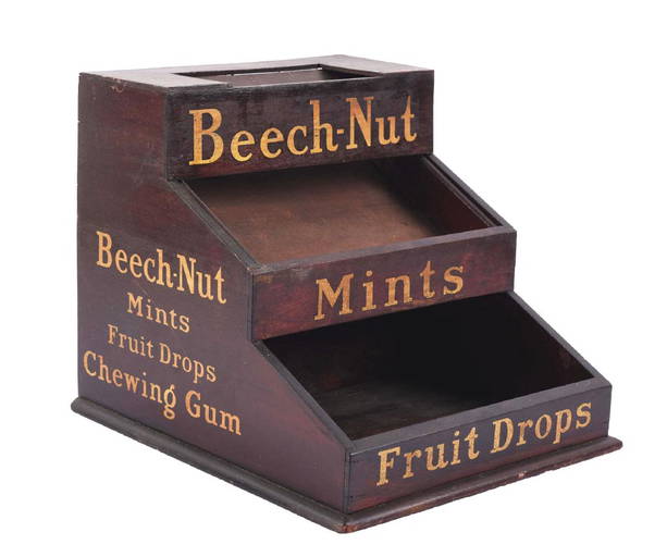 Beech Nut Mints And Fruit Drops Wooden Display Case.