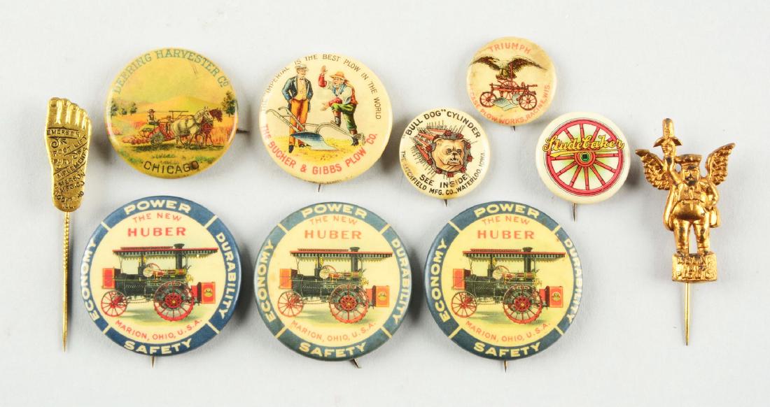 Lot of 10: Farming Advertising Pins.