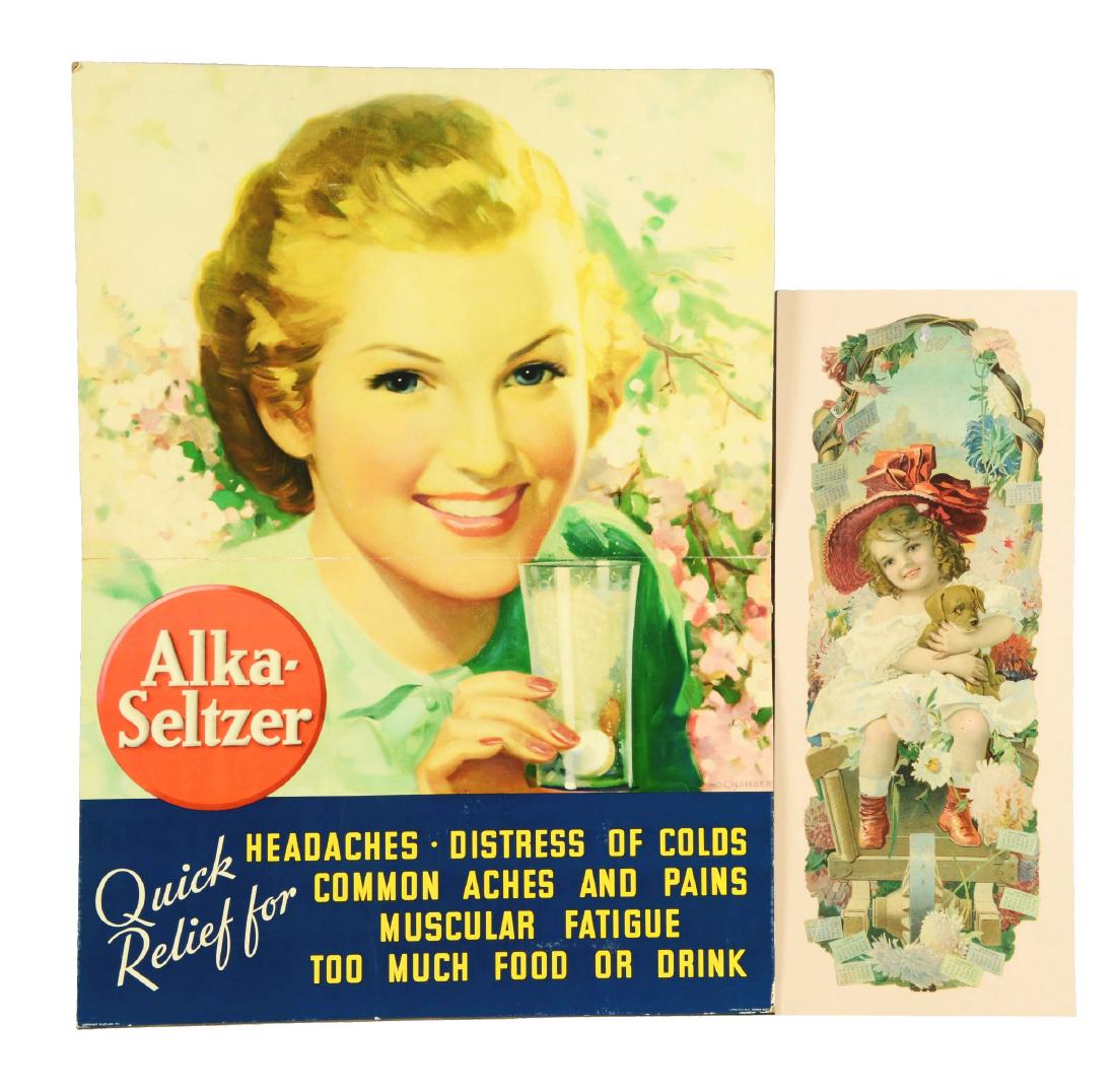 Lot Of 2: Alka Seltzer Sign & 1907 Advertising