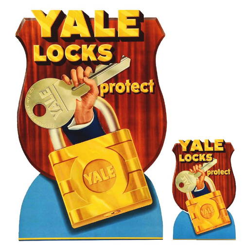 Lot Of 2: Yale Locks Cardboard Advertising Sign