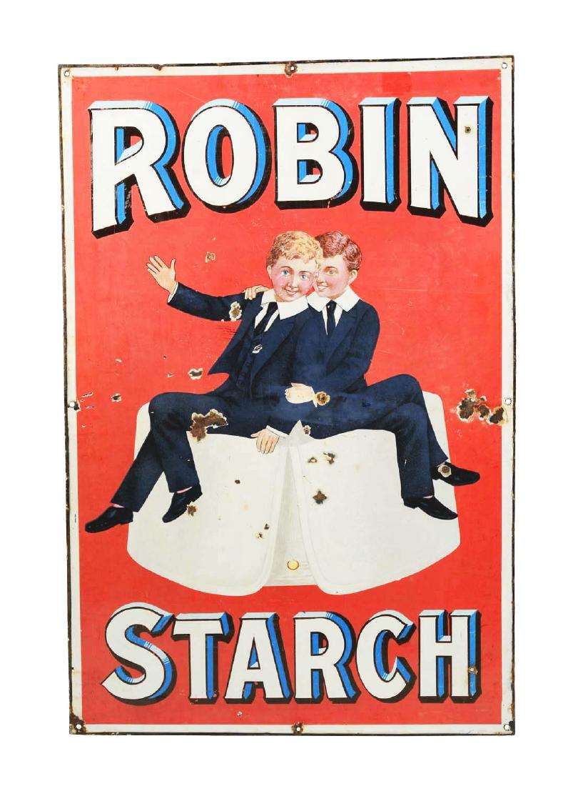 Robin Starch Porcelain Advertising Sign.