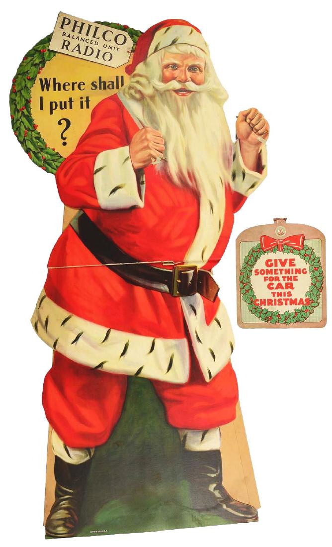 Philco Radio Santa Clause Advertising Figure & Sign.