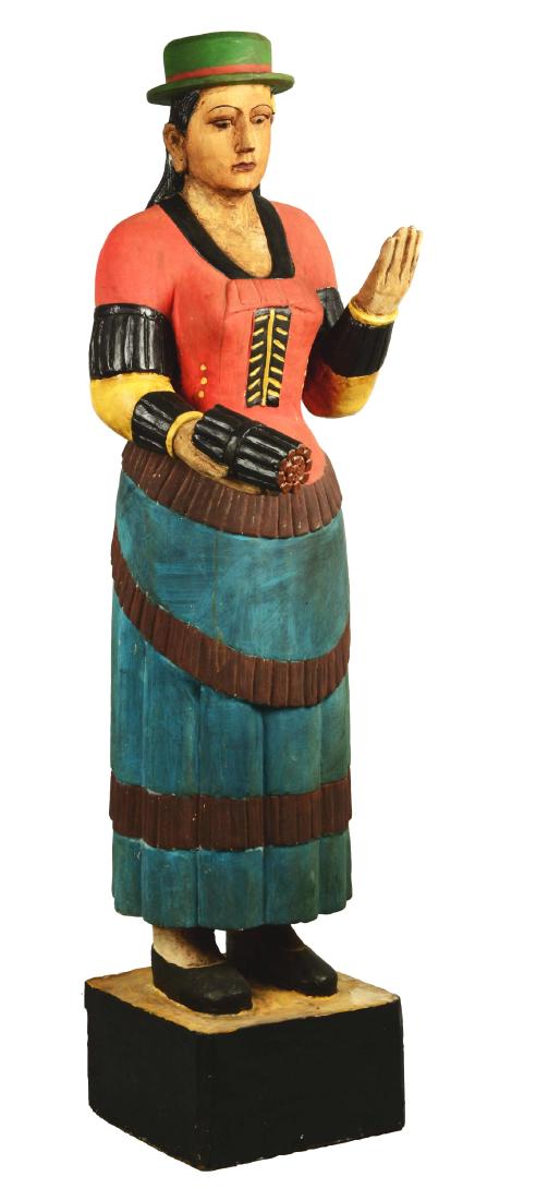 Early Carved Wooden Tobacco Cigar Store Indian Figure.