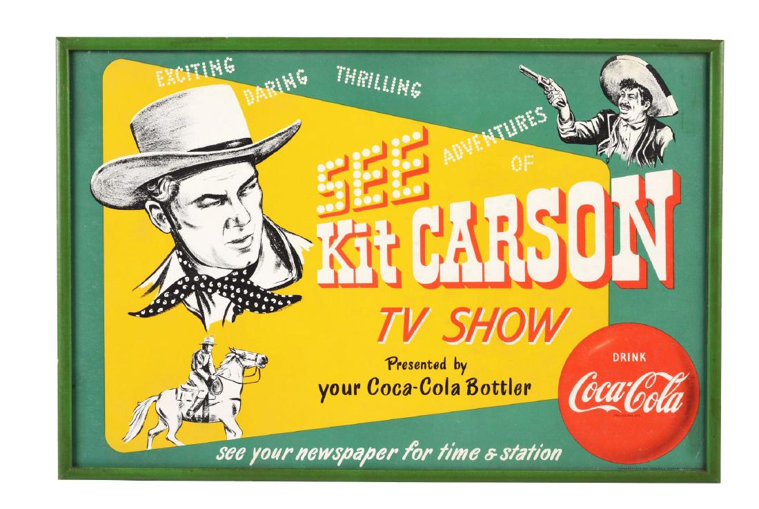 Kit Carson Coca-Cola Cardboard Advertising Sign.