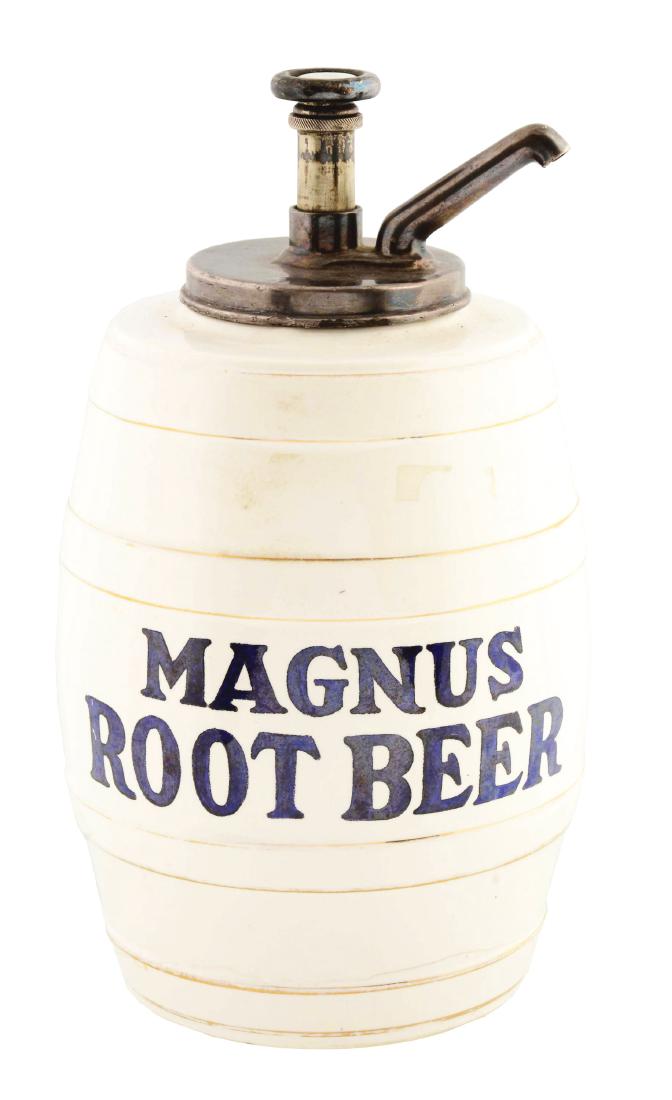 Magnus Root Beer Syrup Dispenser.