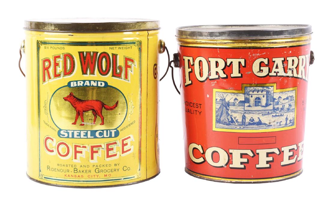 Lot Of 2:Fort Garry & Red Wolf Coffee Tins.