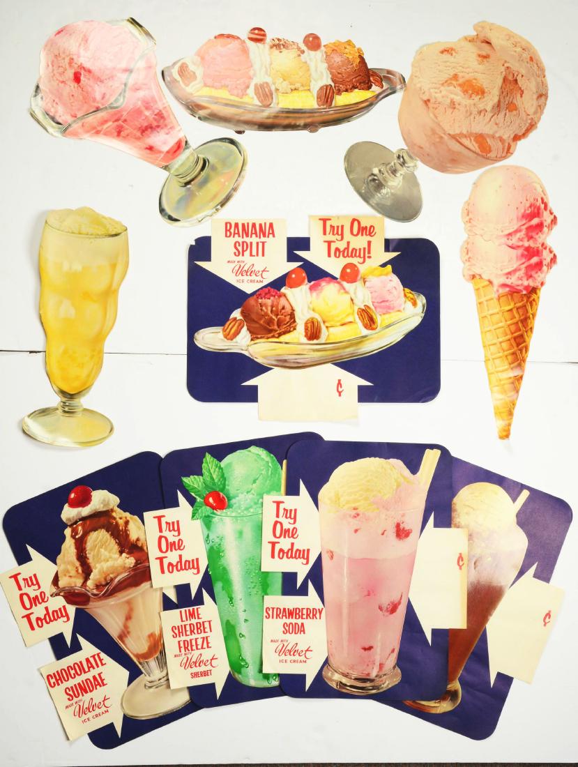Large Lot of Cardboard Ice Cream Cut Out Paper Signs.