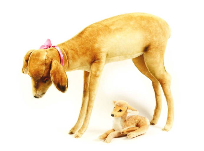 Steiff Studio Doe With Steiff Fawn.
