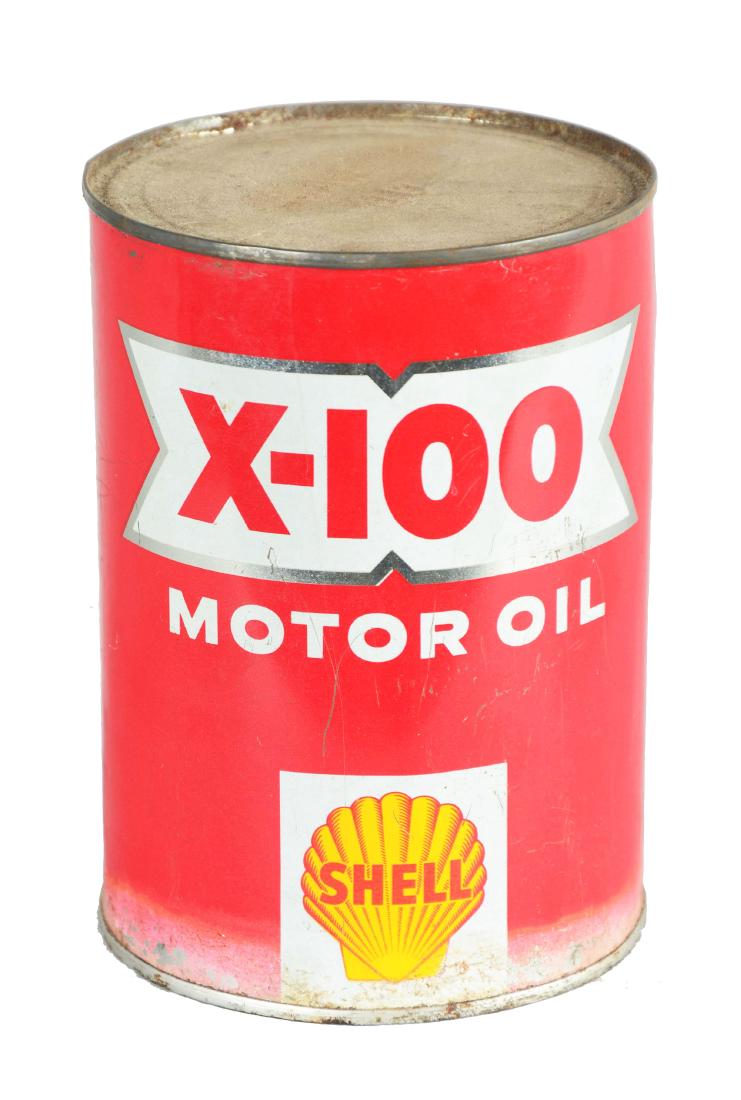 Can Of Shell X-100 Motor Oil.
