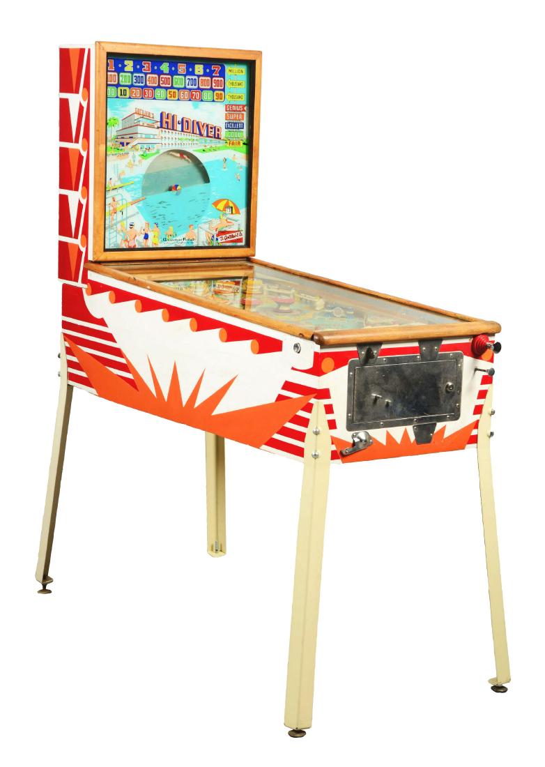 10¢ Gottlieb Hi-Diver Pinball Arcade Game.