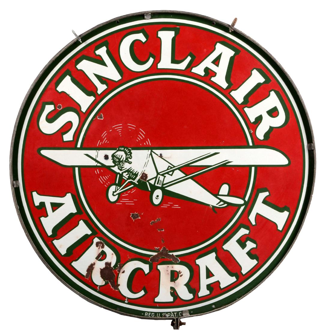 Sinclair Aircraft Porcelain Sign with Airplane