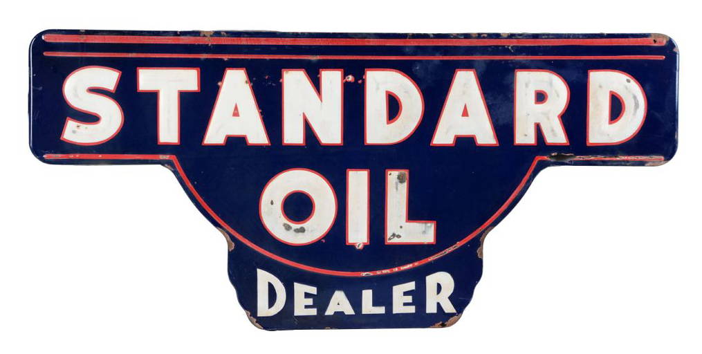 Standard Oil Dealer Embossed Porcelain Sign.