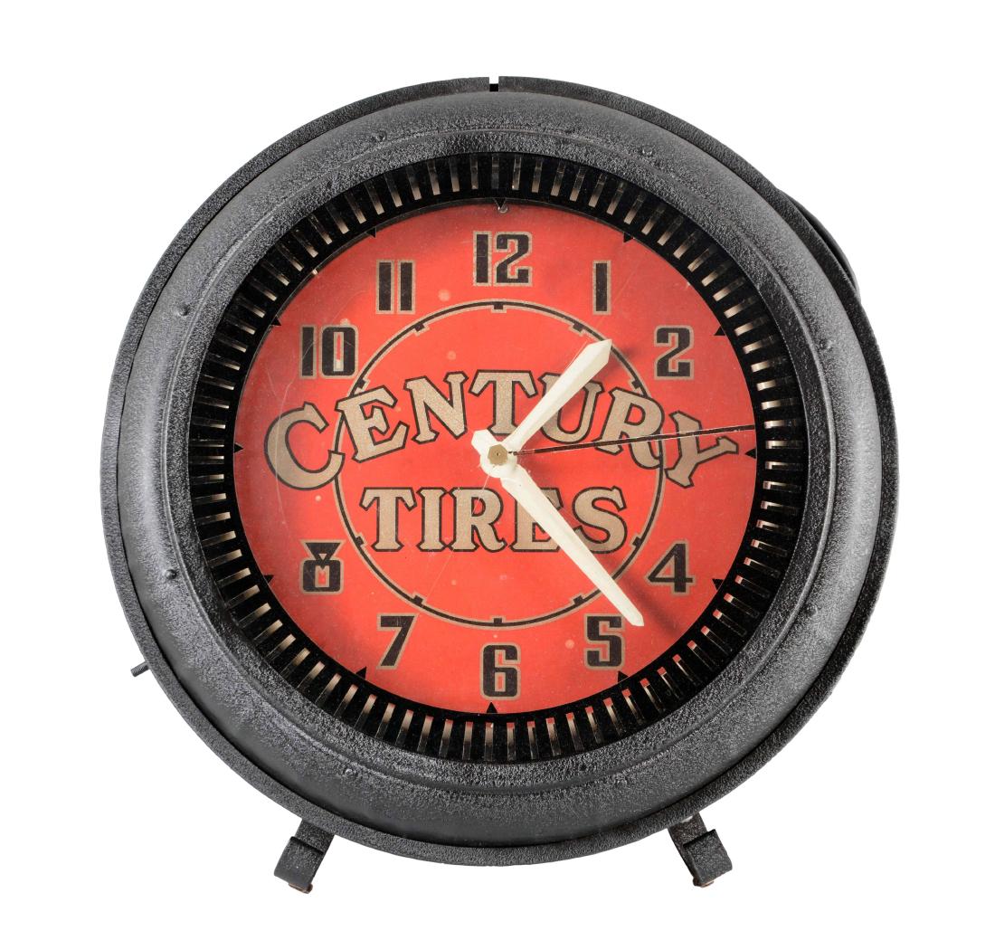Century Tires Neon Spinner Clock.