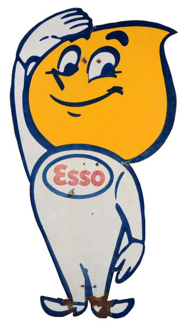 Esso Diecut Oil Drop Man Porcelain Sign