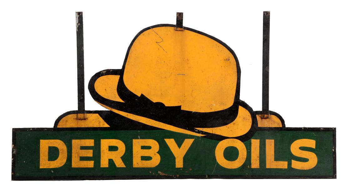 Derby Oils Diecut Metal Service Station Sign.