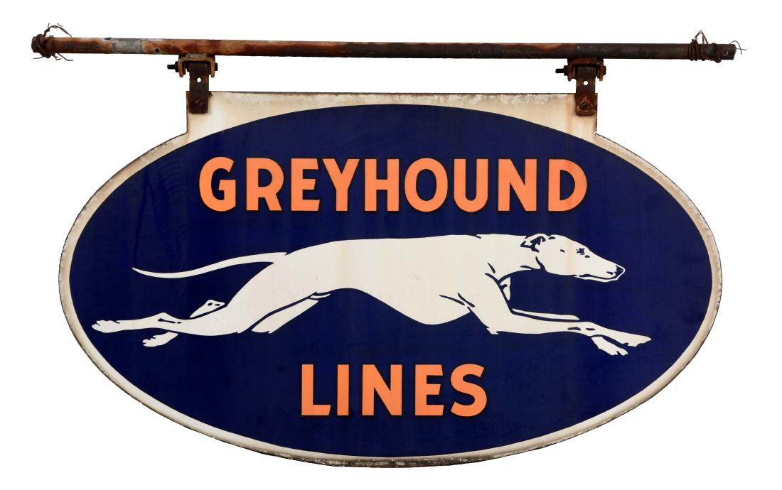 Greyhound Lines Porcelain Sign with Dog Graphic