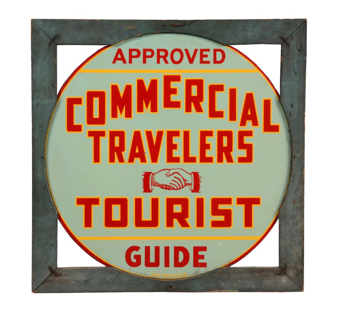 Commercial Travelers Tourist Guide Tin Sign In Wood