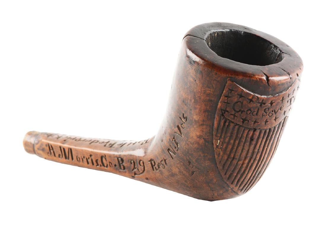 Carved Patriotic and Historic Civil War Pipe of A.