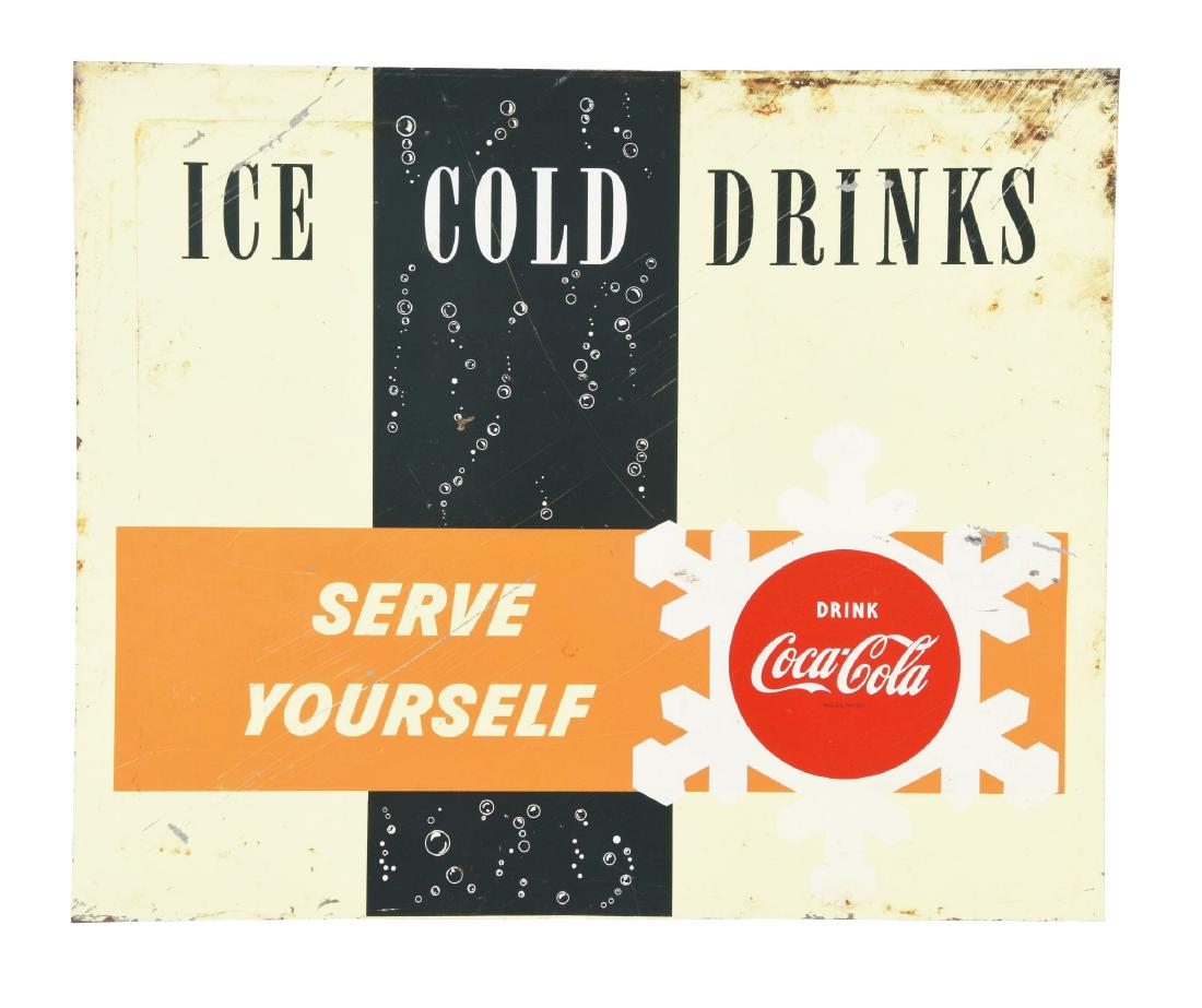 Lot of 2: Coca-Cola "Ice Cold Drinks" Tin Signs.