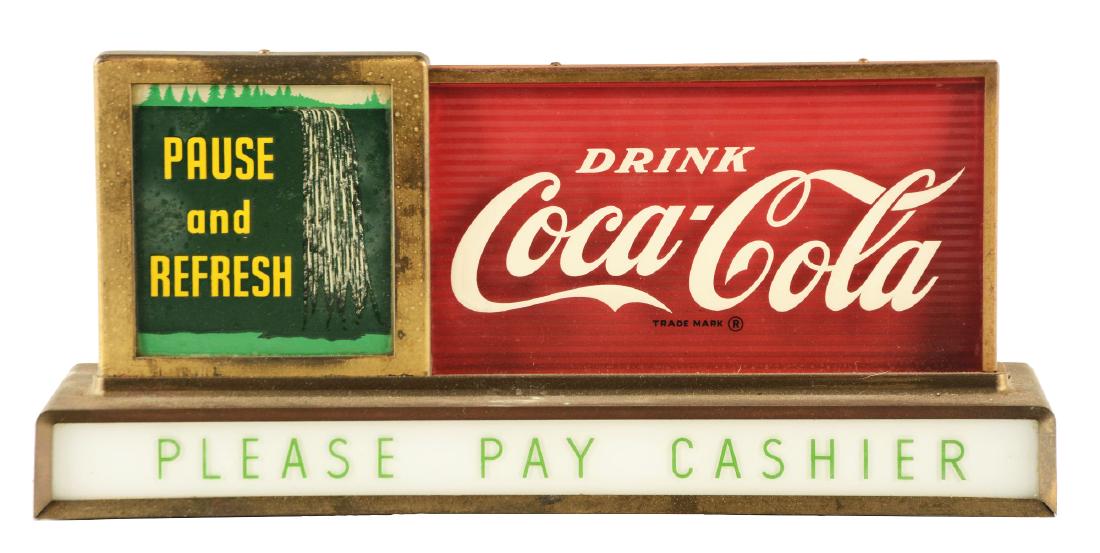 Coca Cola Light Up Countertop Waterfall Sign.