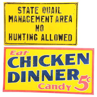 Lot Of 2 Embossed Tin Signs