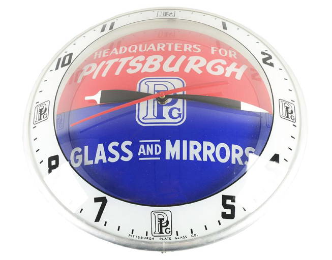 Double Bubble Ppg Pittsburgh Paint Glass Co. Clock.